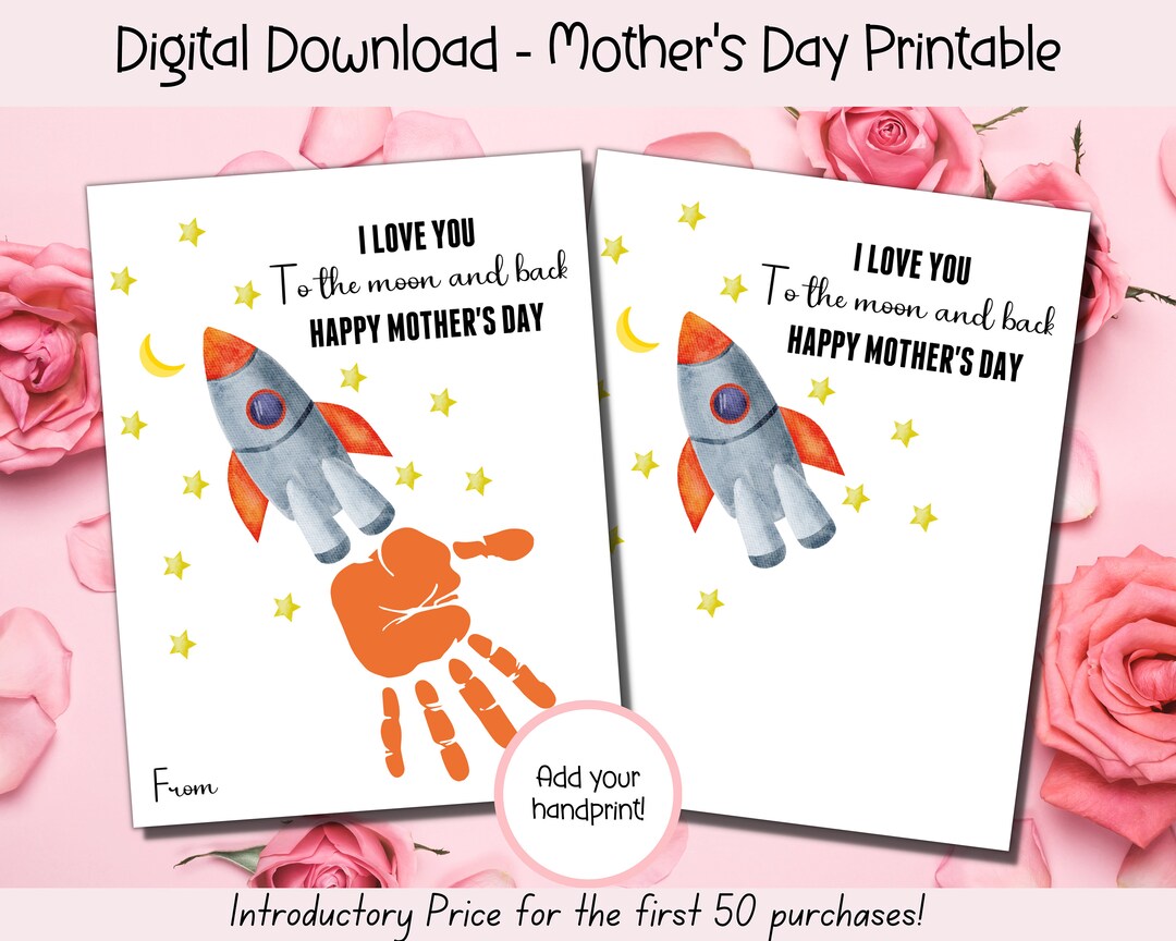 Mother's Day Printable, Rocket Handprint Art, Mothers Day Gift, Mothers ...