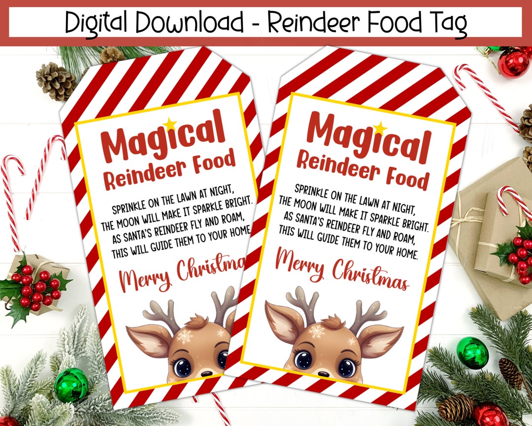 Magical Reindeer Food Tags, Reindeer Food, Printable Magic Reindeer ...