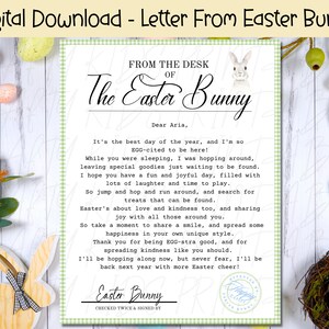 EDITABLE Letter From Easter Bunny Green Printable Easter - Etsy