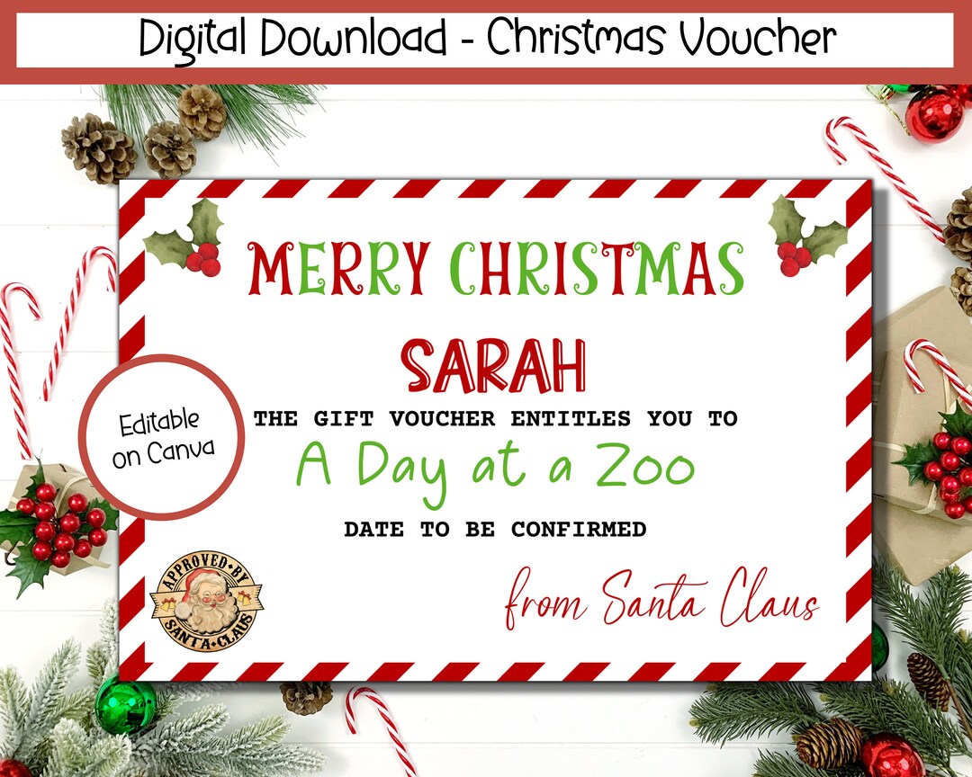 Christmas Gift Voucher Template, Last Minute Christmas Gift, Santa Gift ...