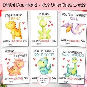 EDITABLE Printable Dinosaur Valentine Cards, Classroom Valentines Day ...
