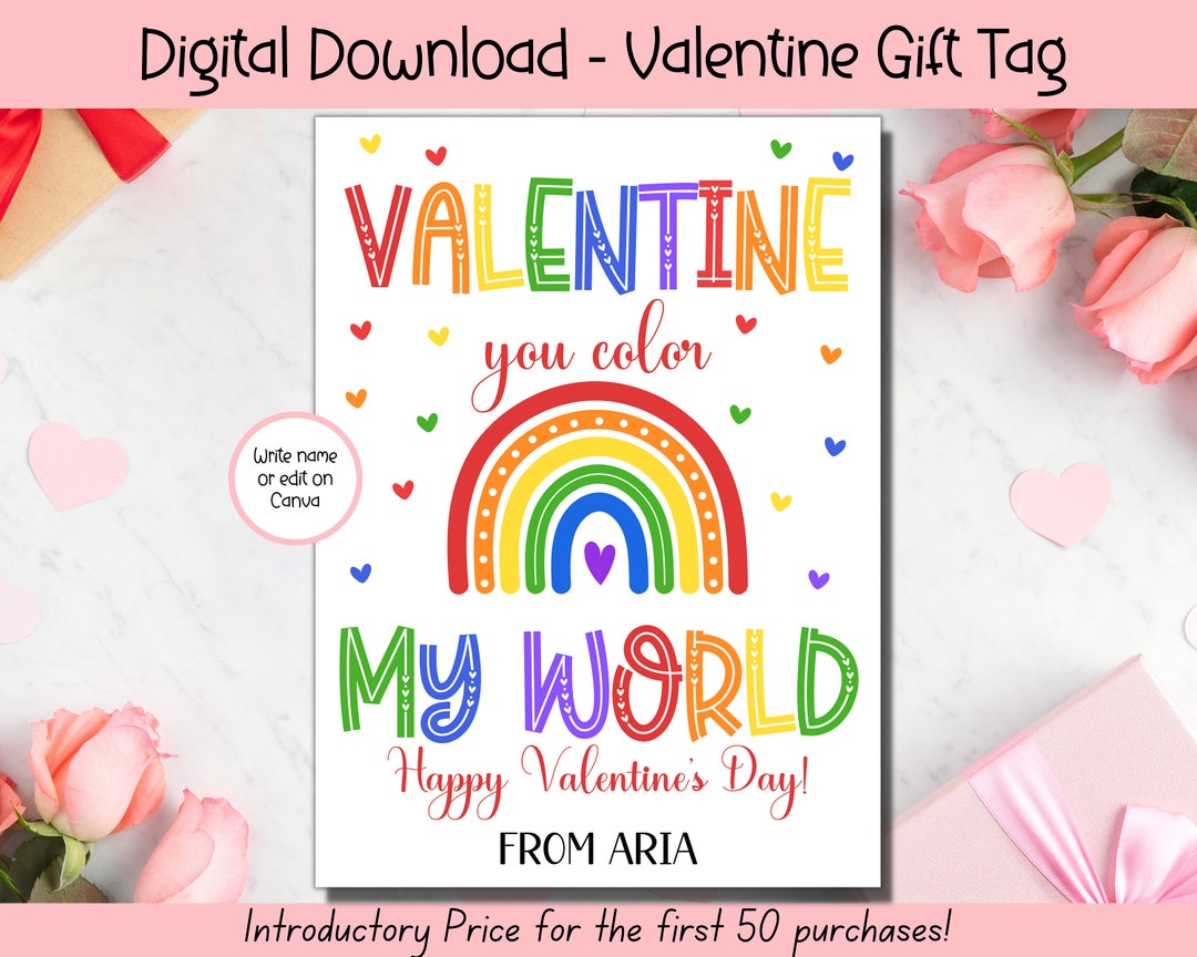 EDITABLE Printable Rainbow Valentines Cards, Classroom Valentines Day ...