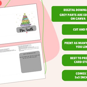 EDITABLE Teacher Christmas Card, Personalized Christmas Card for ...