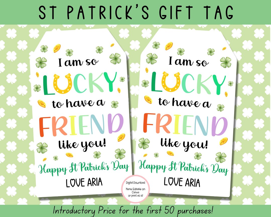 EDITABLE St Patrick's Gift Tag, St Patricks Day Gift, St Patricks Day ...