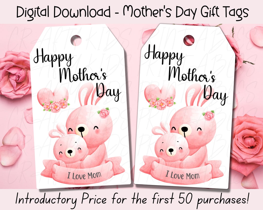 Bunny Mothers Day Gift Tag Mothers Day Tag Mother's Day - Etsy