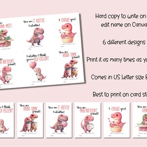 EDITABLE Dinosaur Valentine Cards, Classroom Valentines Day Card, Kids ...