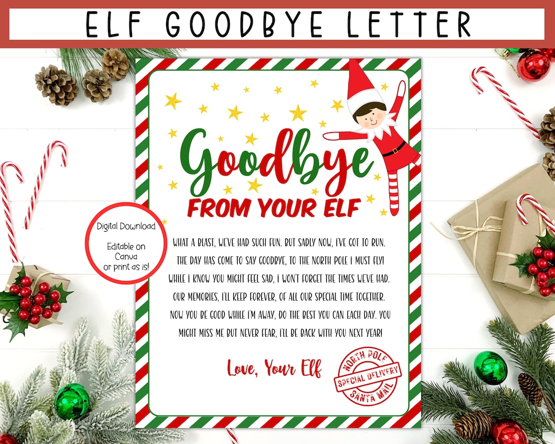 EDITABLE Elf Goodbye Letter, Elf Departure Letter, Elf Farewell Letter ...