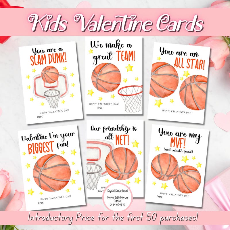 Basketball Theme Valentines Cards - Etsy
