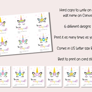 EDITABLE Unicorn Valentine Cards, Classroom Valentines Day Cards, Kids ...