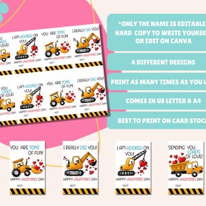EDITABLE Classroom Valentines Day Cards, Printable Construction ...