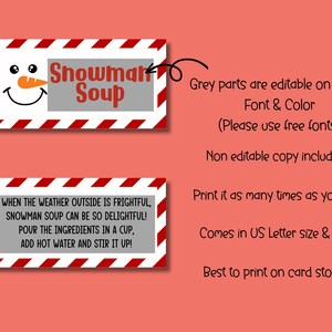 EDITABLE Snowman Soup Tag, Snowman Soup Printable, Hot Chocolate Gift ...
