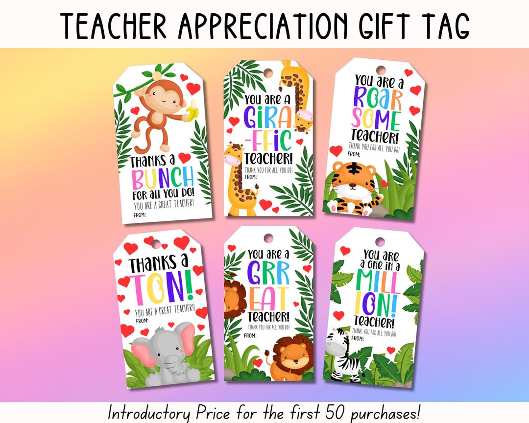 EDITABLE Teacher Appreciation Gift Tag, Staff Appreciation Gift Tag ...