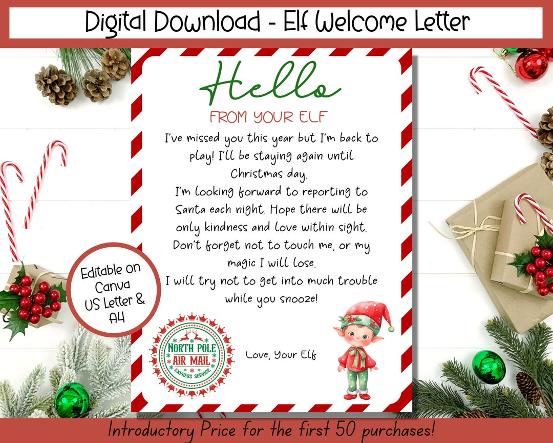 EDITABLE Elf Welcome Letter Elf Arrival Letter (Instant Download) - Etsy