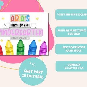 EDITABLE First Day of School Sign, Back to School Certificate, First ...