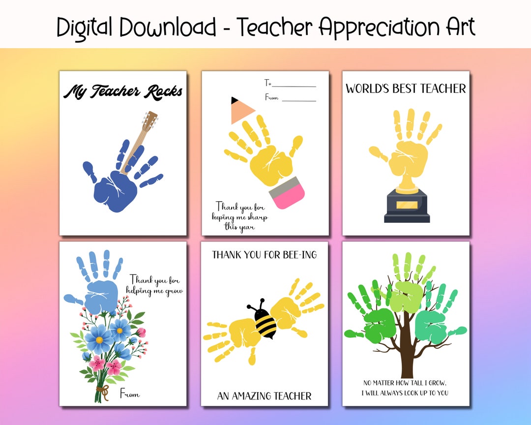 Teacher Appreciation Handprint Art Bundle, Teacher Appreciation Gift ...