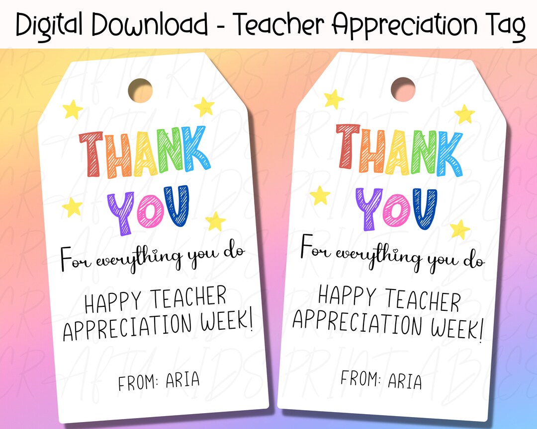 EDITABLE Teacher Appreciation Gift Tag Staff Appreciation - Etsy