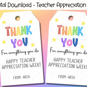 EDITABLE Teacher Appreciation Gift Tag Staff Appreciation - Etsy