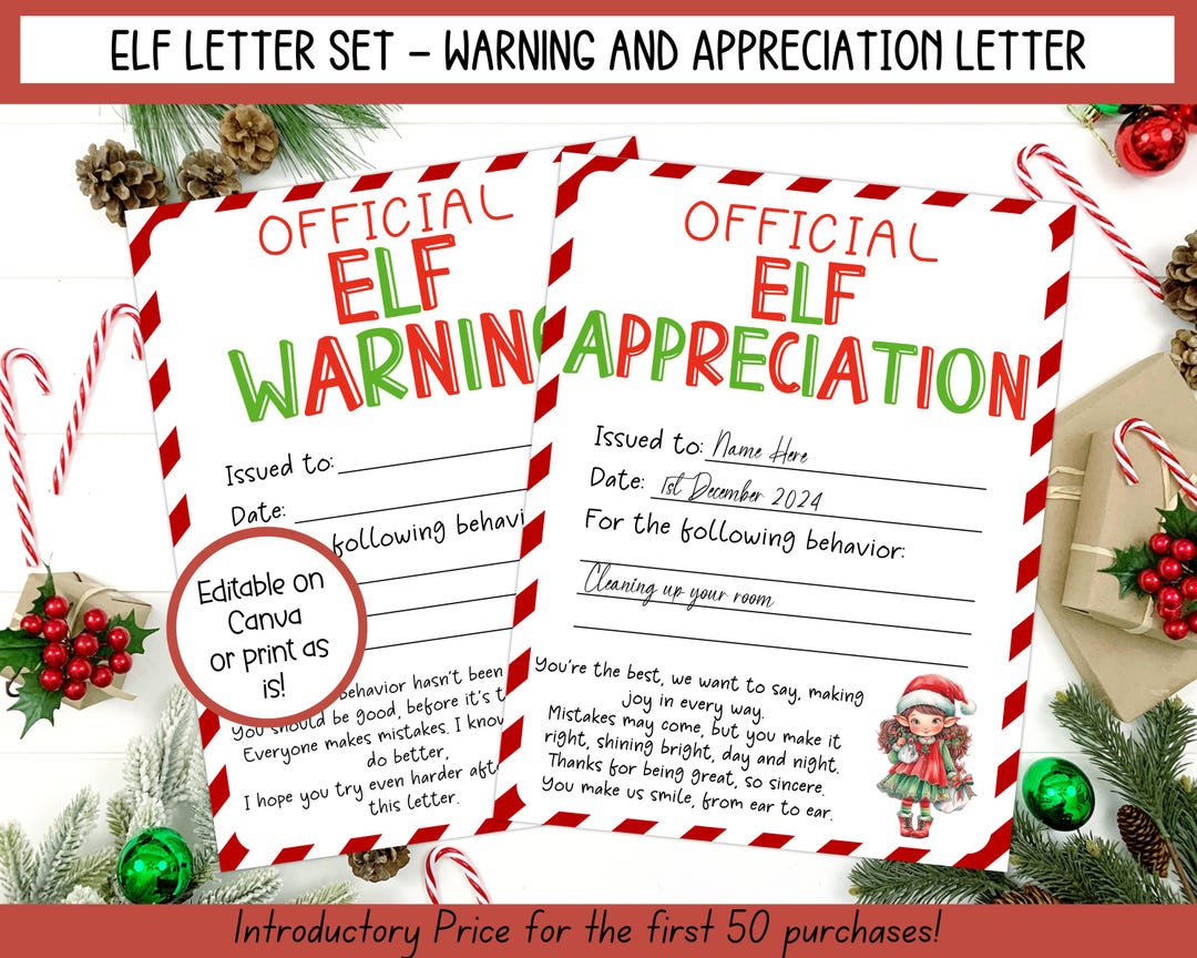 EDITABLE Girl Elf Behaviour Letter, Elf Naughty Letter, Elf ...