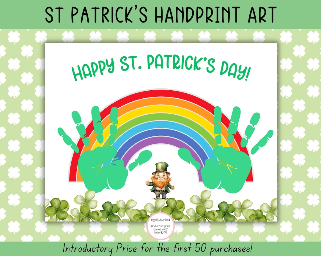 St Patrick's Day Handprint Art, Rainbow St Patrick's Day Handprint ...