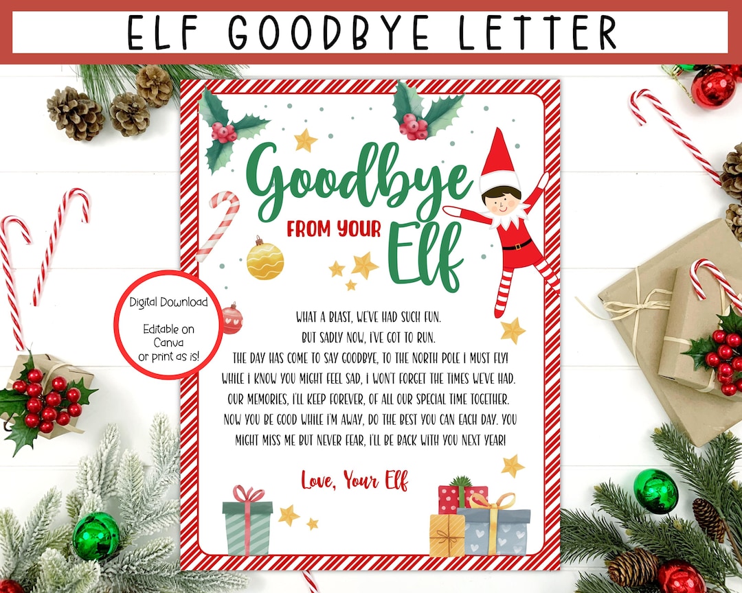 EDITABLE Elf Goodbye Letter, Elf Departure Letter, Elf Farewell Letter ...