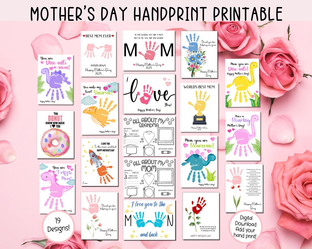 Mother's Day Printable Bundle, Mother's Day Handprint Art Mothers Day ...