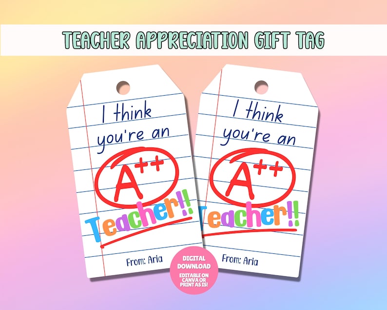 Teacher Appreciation Gift Tag, Staff Appreciation Gift Tag, Teacher ...
