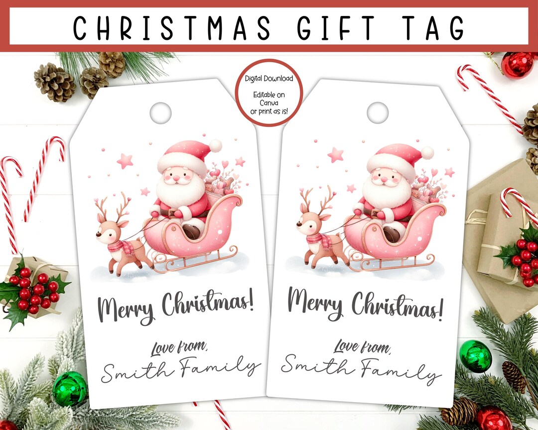 EDITABLE Christmas Gift Tag, Santa Gift Tags, Christmas Teacher ...
