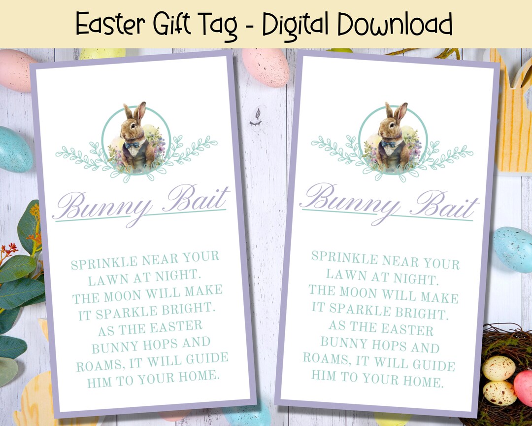 Easter Bunny Bait Tag Easter Gift Tags Easter Printables - Etsy