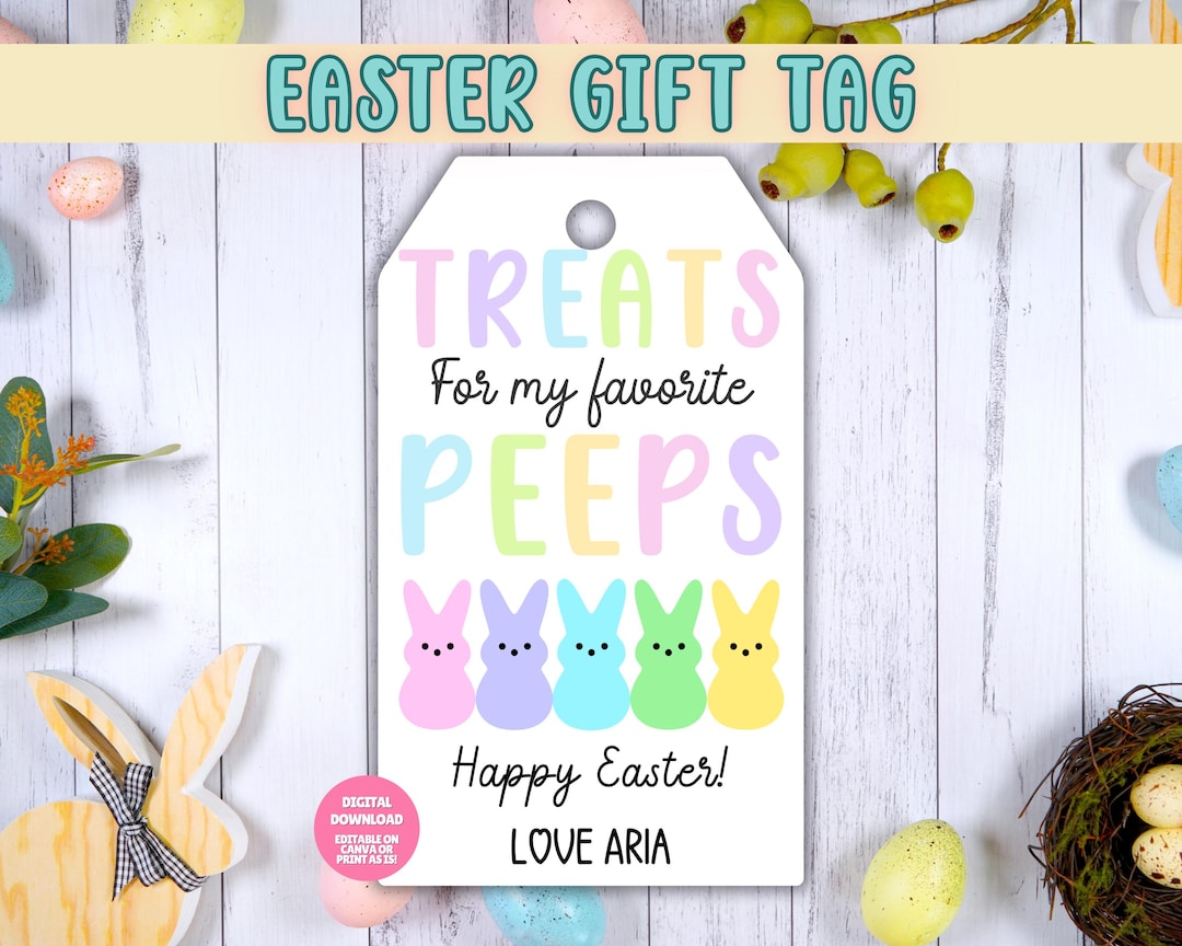 EDITABLE Peeps Easter Gift Tags, Peeps Easter Printable, Kids Easter ...