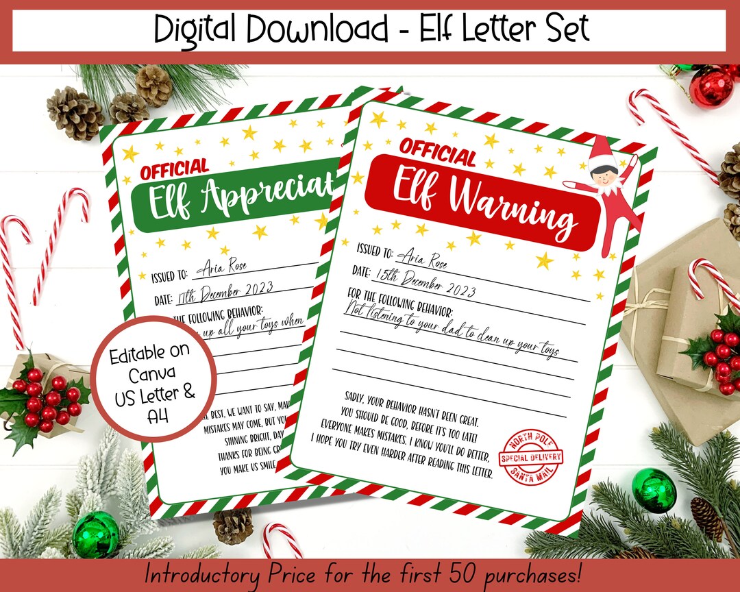 EDITABLE Elf Behaviour Letter Elf Naughty Letter Elf - Etsy Australia