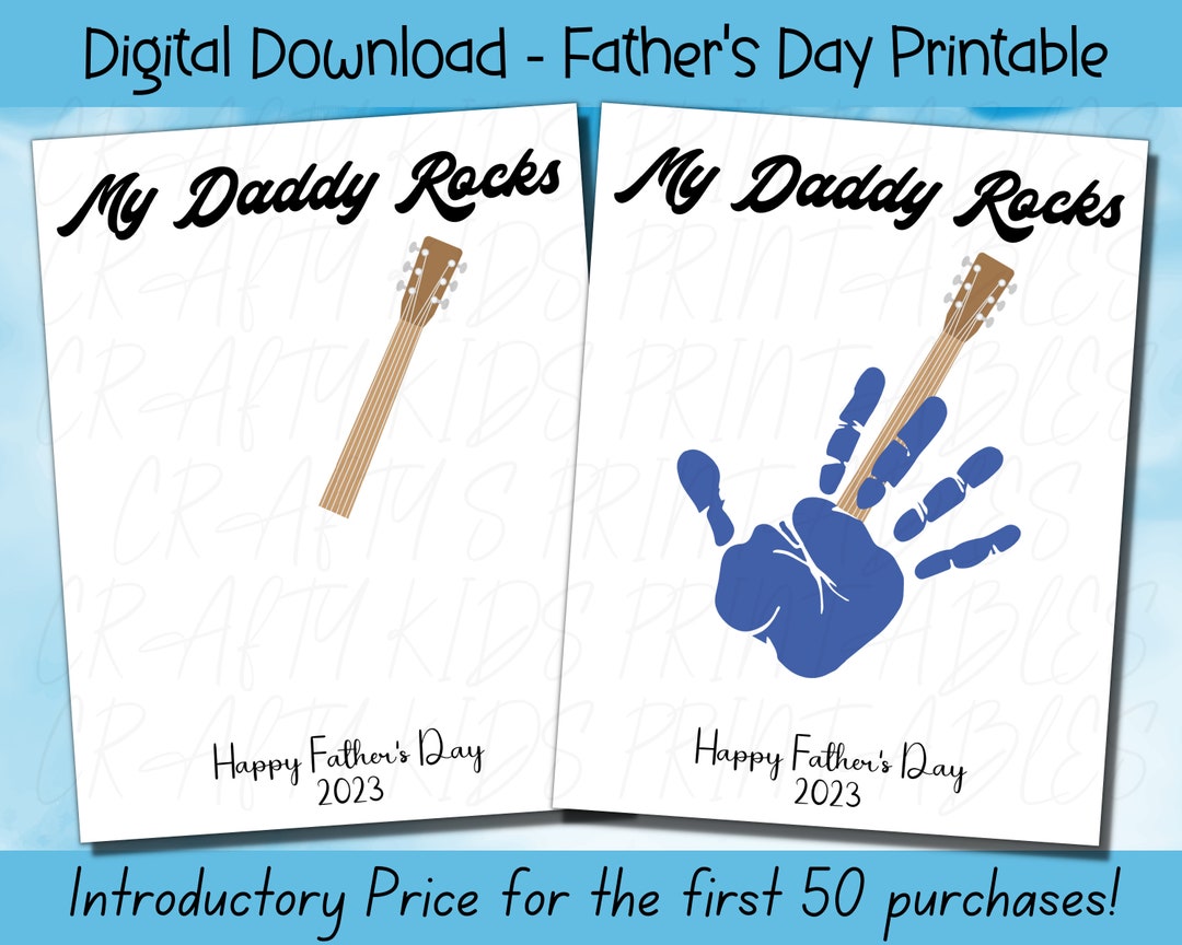 Father's Day Printable My Daddy Rocks Handprint Art - Etsy
