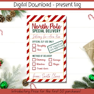 EDITABLE Santa Gift Tag, North Pole Delivery Tags, Present From Santa ...