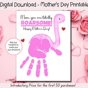 Mother's Day Printable, Dinosaur Handprint Art, Mothers Day Gift ...