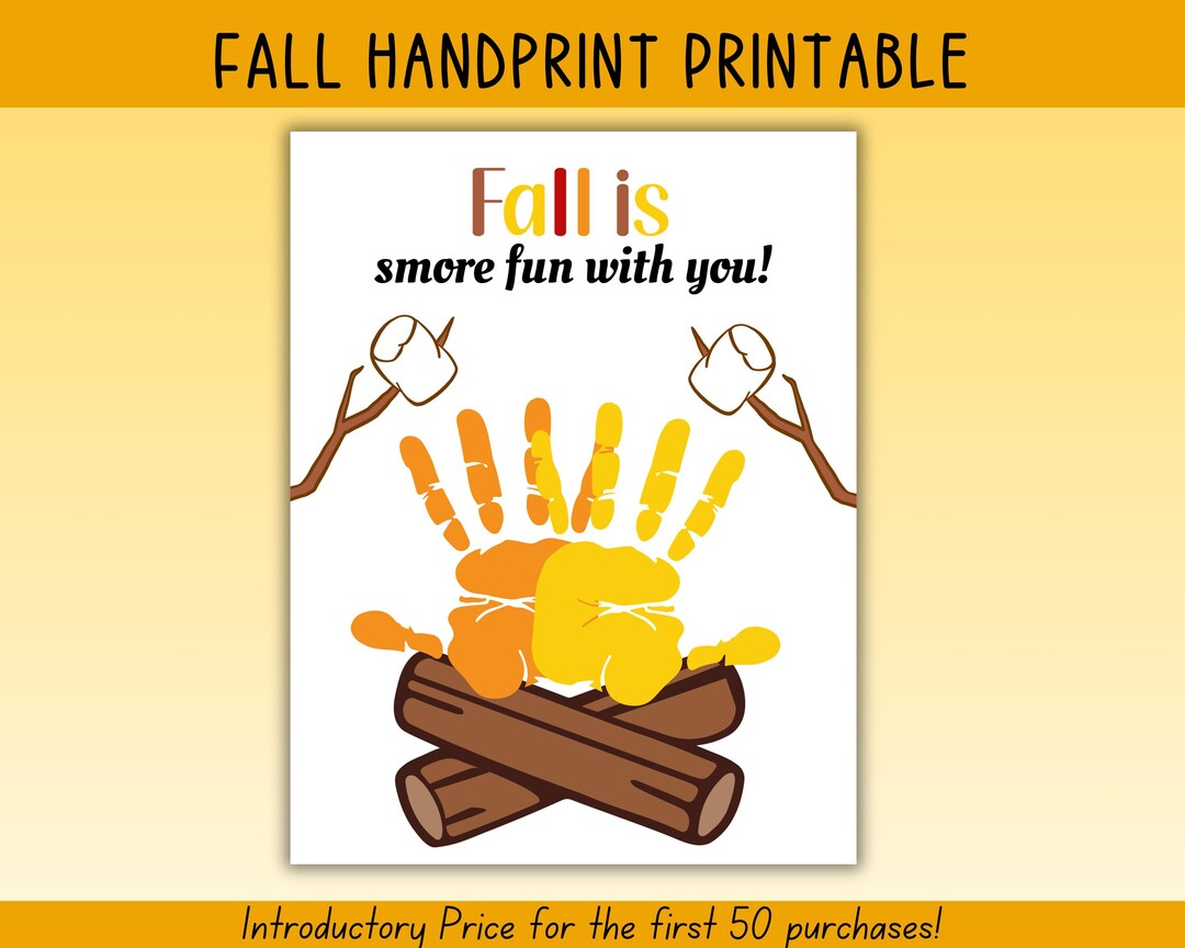 Smore Fall Handprint, Printable Fall Handprint Craft for Kids, Fall ...
