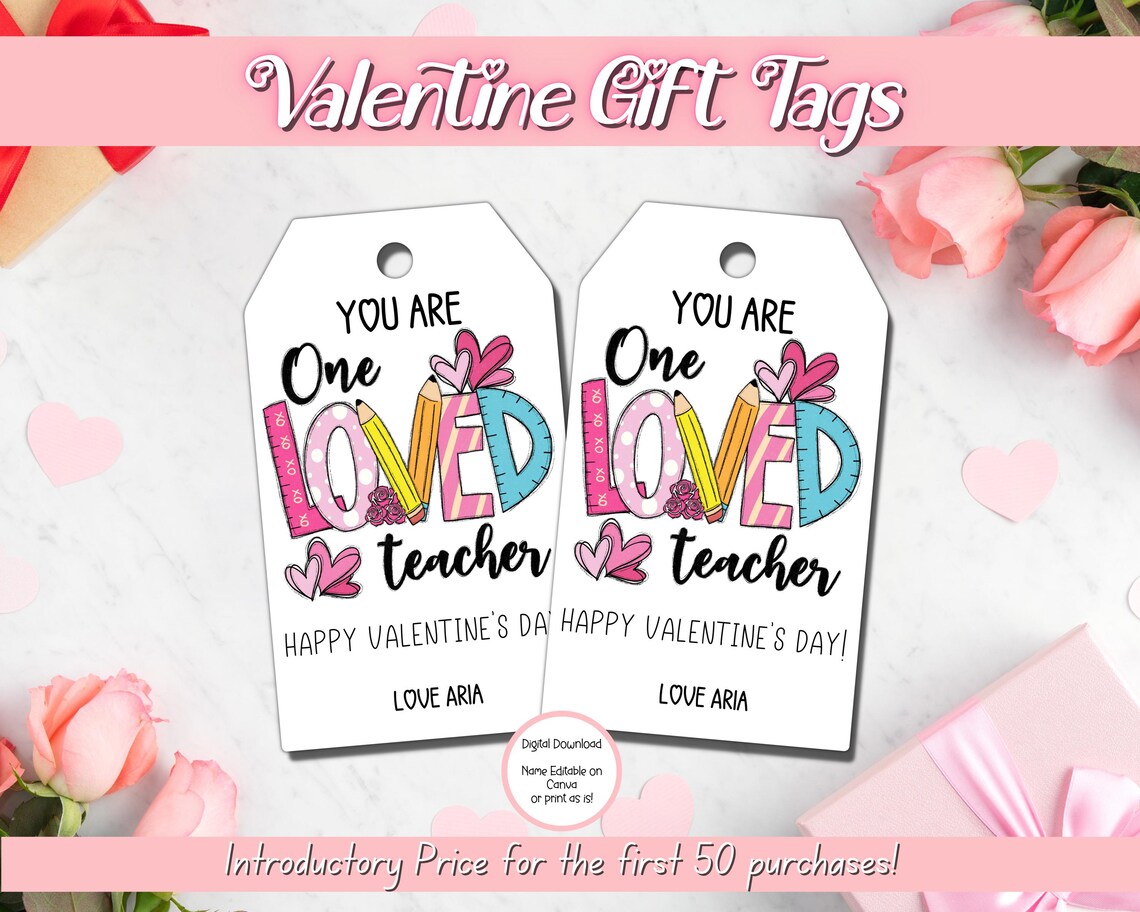 EDITABLE Teacher Valentine Gift Tags, Valentine Teacher Gift, Printable ...