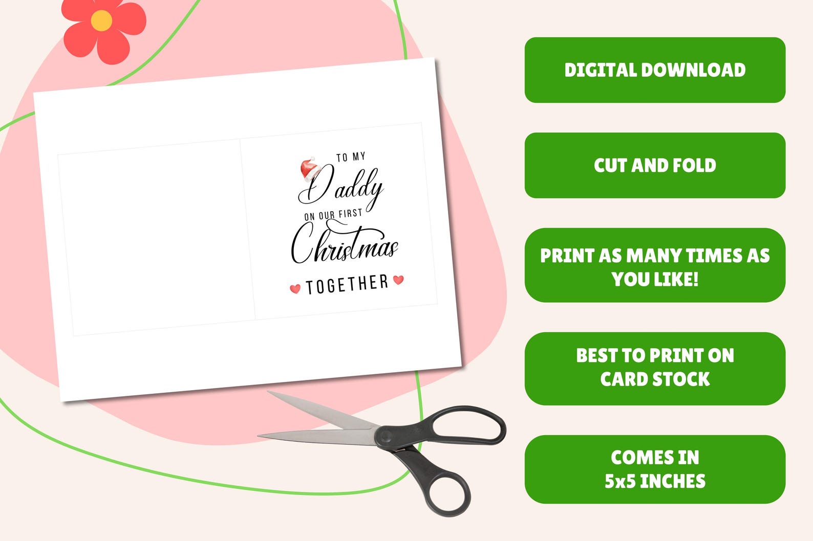 Printable Daddy Christmas Card, Dads First Christmas Card, Dad ...
