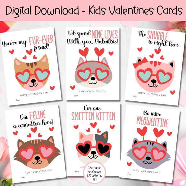 Cat Valentine Card - Etsy