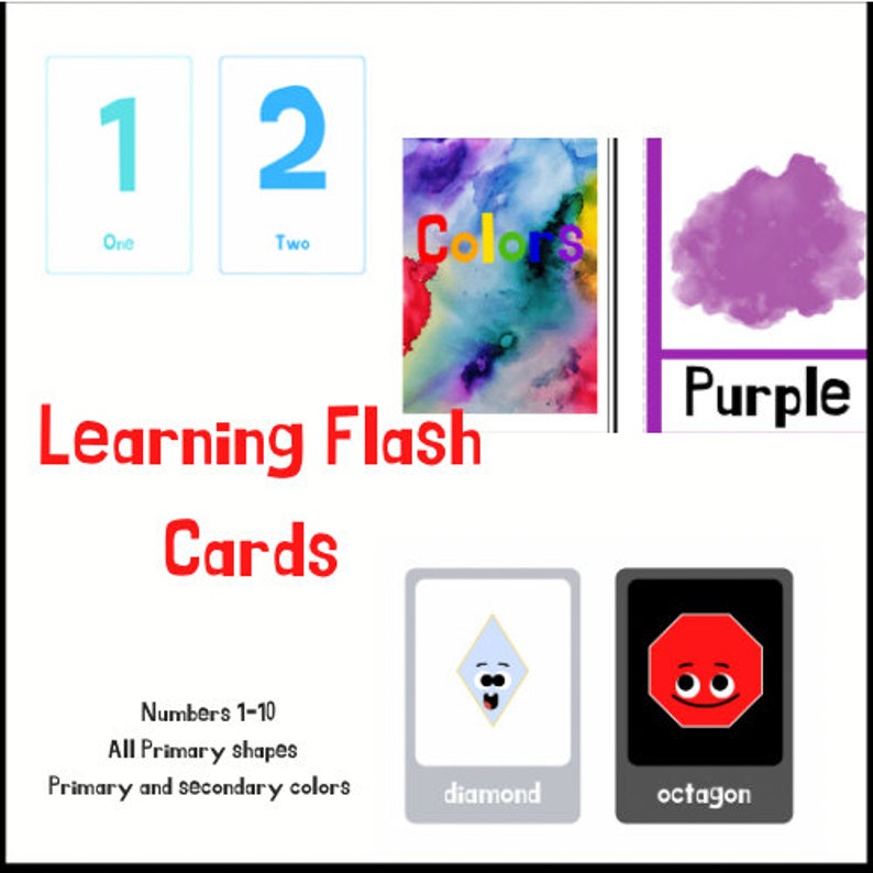 Learning Flash Cards - Digital Download for Children - Etsy