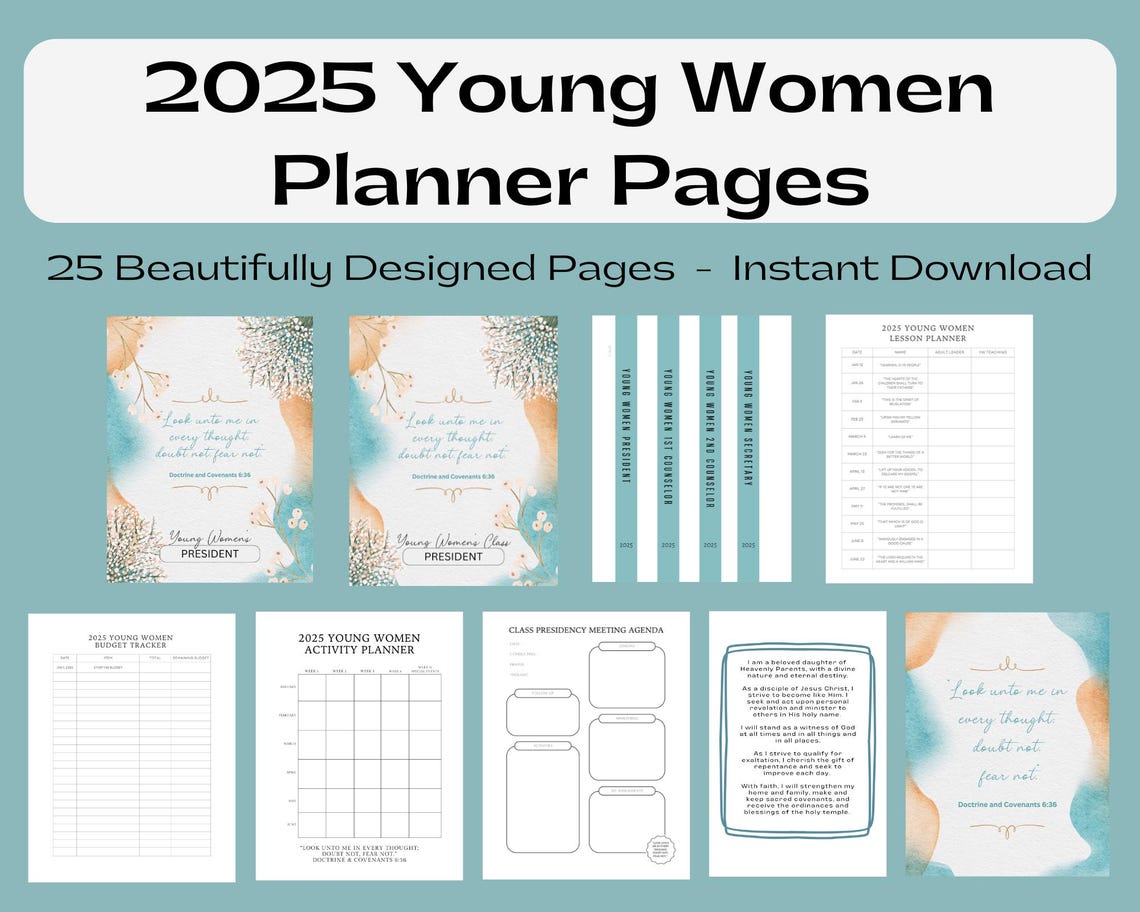 2025 LDS Young Women Planner | Printable Binder | D&C 6:36 | Look Unto ...