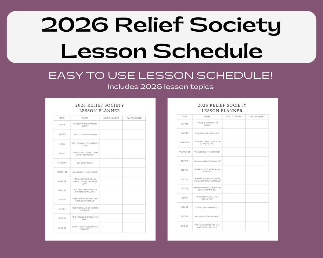 2026 Relief Society Lesson Schedule | Printable Pages | Come Follow Me ...