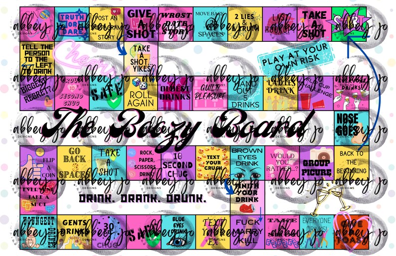 The Boozy Board | Drinking Game | Board Game | Tipsy Table | Day ...
