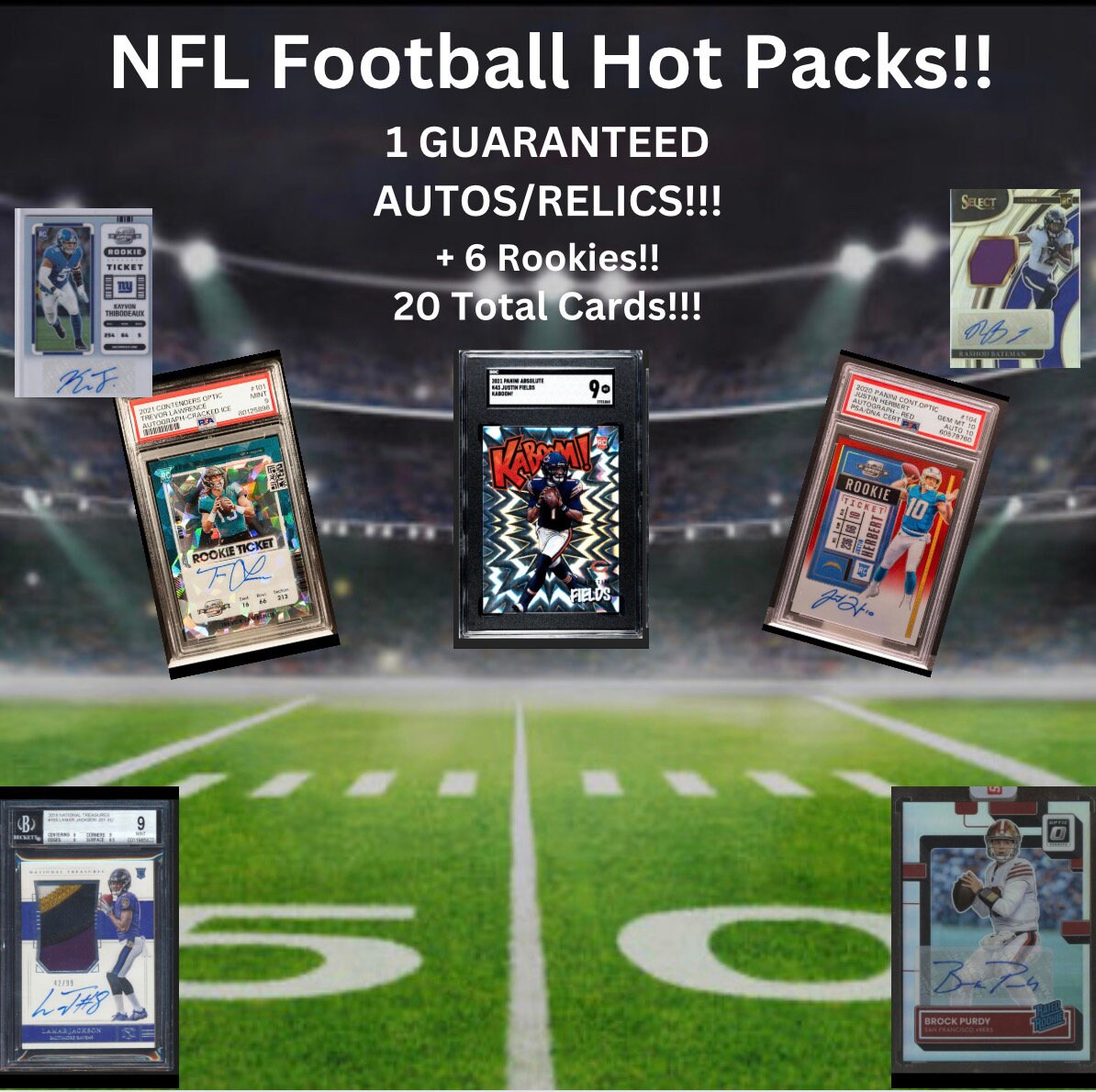 NFL Football Card Hot Pack: Autos , Memorabilia, Rookies 1 Guaruanteed ...