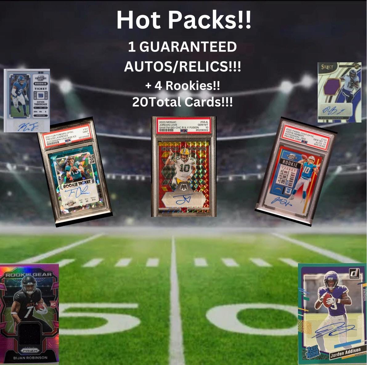 NFL Football Hot Pack:autos,memorabilia, Rookies- 1 Guaranteed Autos ...