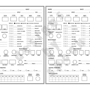 D&D 5th Edition Character Sheet Mini Simplified for - Etsy