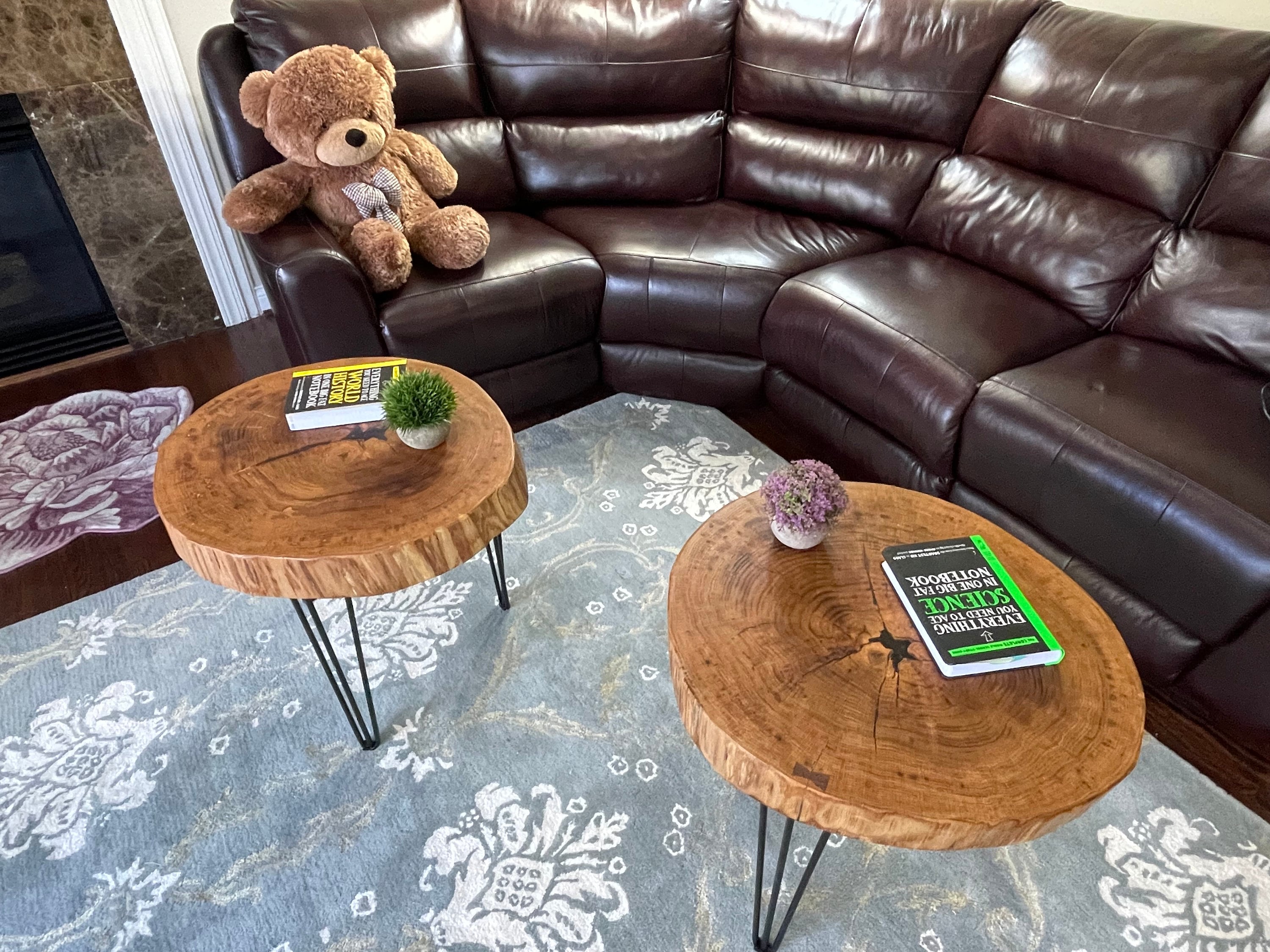 Handmade Live-edge Red Oak Round Table Cookie With Metal Legs - Etsy