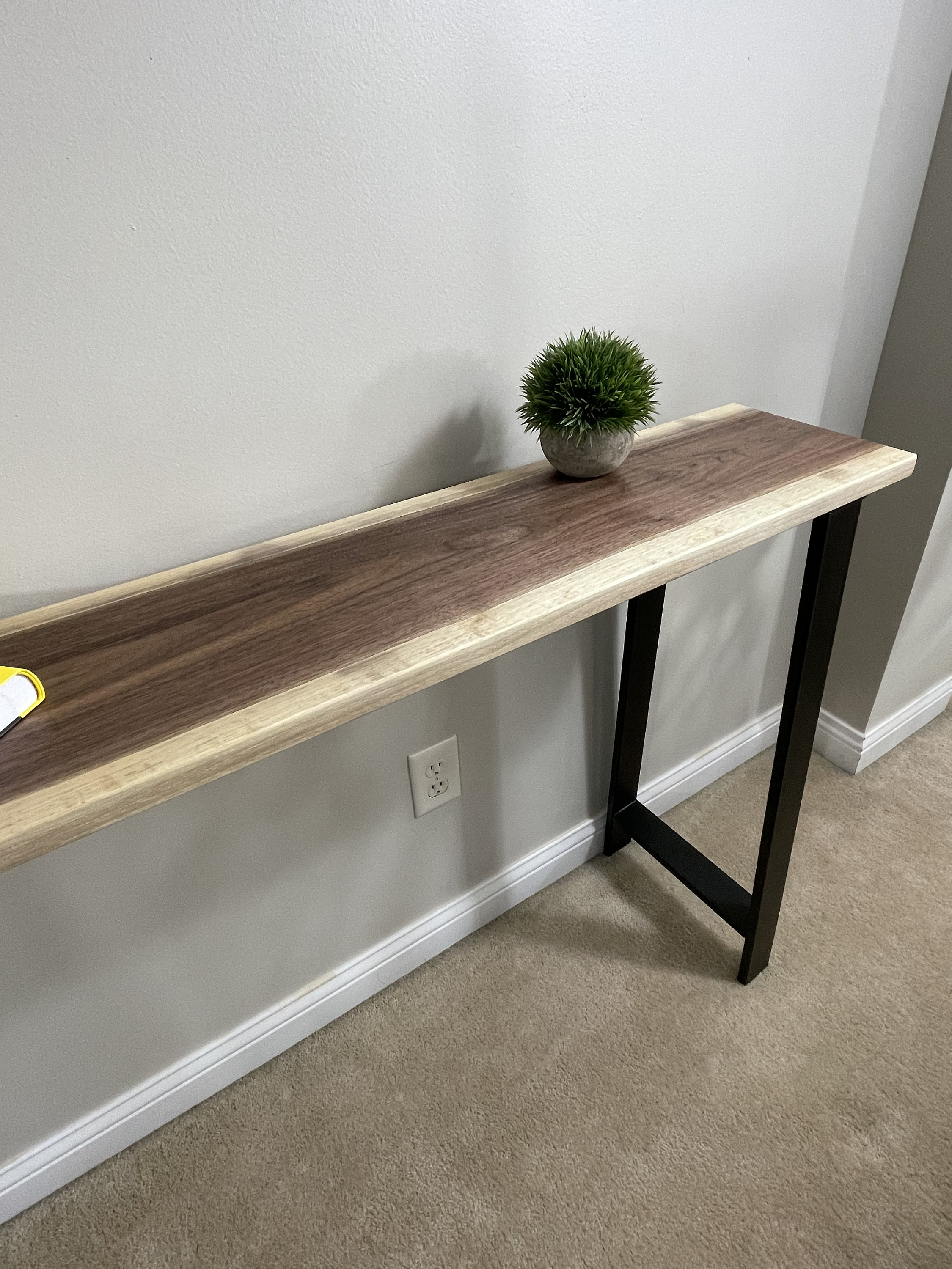 Handmade Walnut Console Entryway Hallway Bar Sofa Table With Metal Legs ...