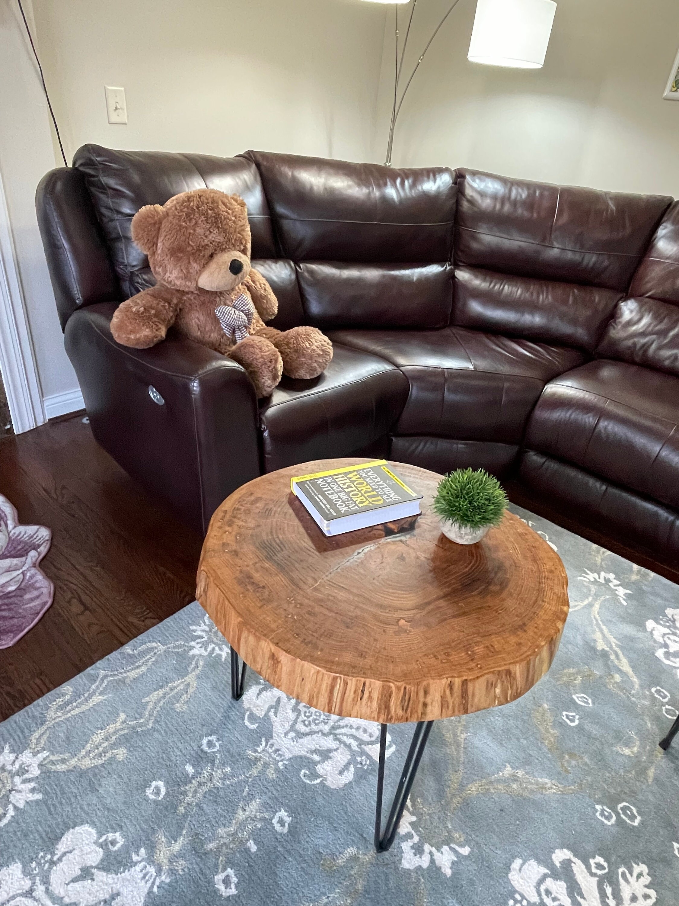 Handmade Live-edge Red Oak Round Table Cookie With Metal Legs - Etsy