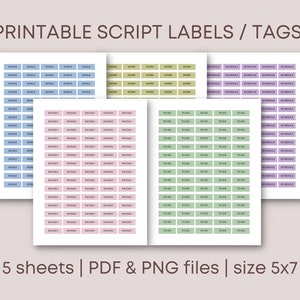 Printable Script Label Tag Stickers for Journals, Planners, Notebooks ...