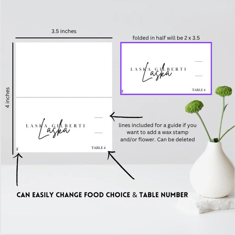 Escort Name Cards for Wedding, Minimalist - Editable & Printable ...