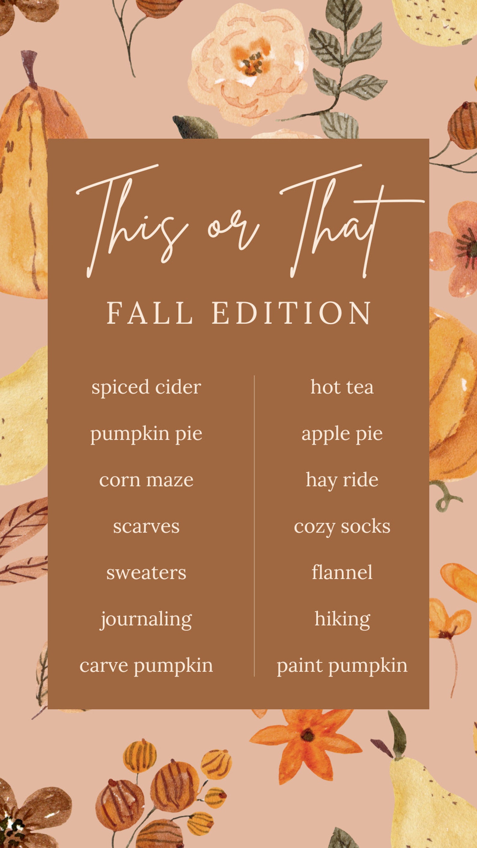 This or That, Fall Edition - Etsy